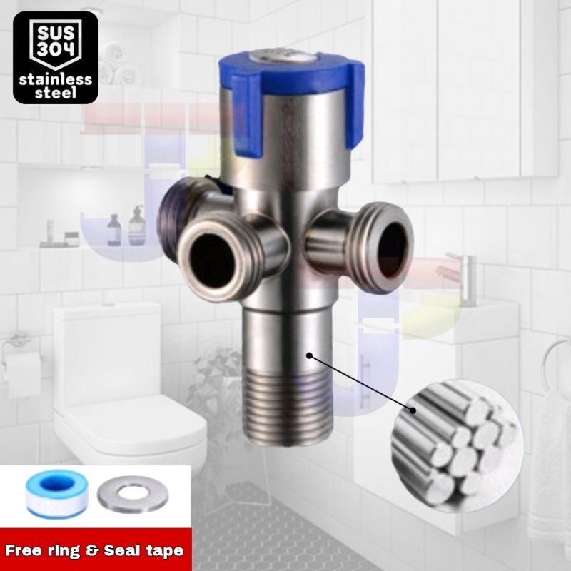 Jual Stop kran 3 cabang / Stop kran T Stainless / Kran Shower Triple ...