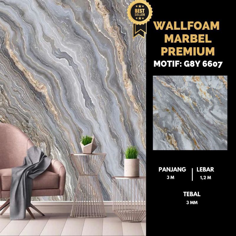 Jual Wallpaper Dinding MARMER Wallfoam dinding/ MARMER ROLL 1.2M x 3M x ...