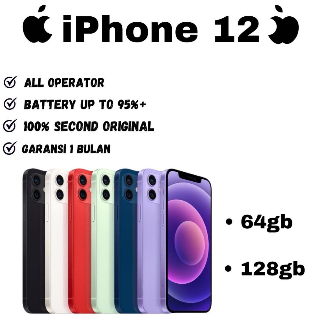 Jual APPLE IPHONE 12 128GB/64GB FULLSET BERGARANSI ORI SECOND 100% | Shopee Indonesia