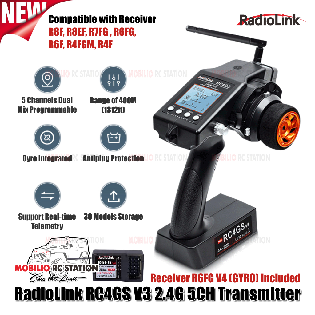 Jual New Radiolink RC4GS V3 5Ch 2.4 GHz Receiver R6FG with Gyro Fast ...