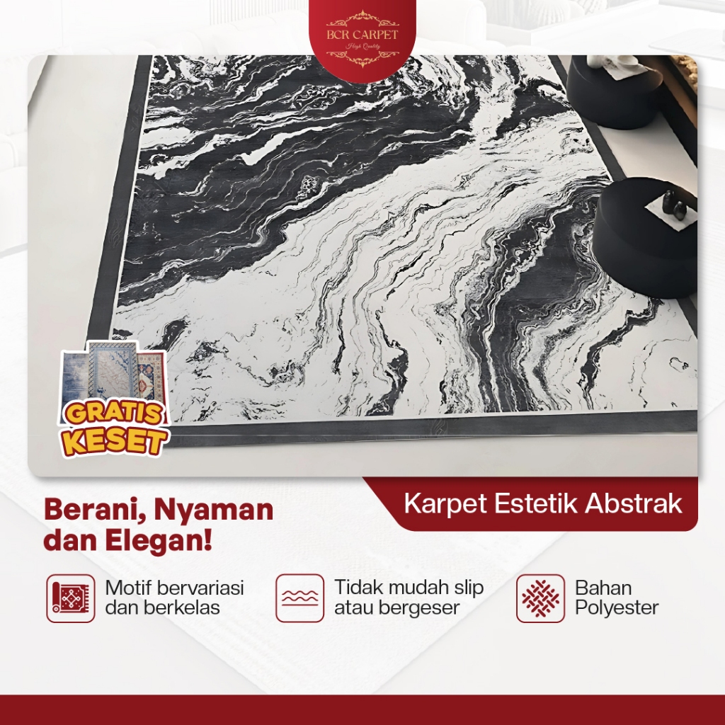 Jual Karpet Lantai Estetik Polos Hitam Putih Abstrak Tebal Nyaman ...