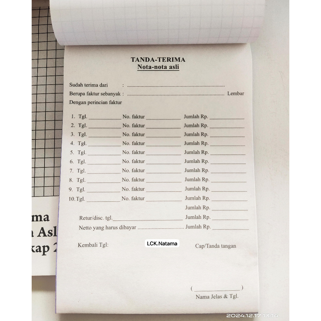 Jual NOTA TANDA TERIMA 2 PLY nota NCR Rangkap 2 | Shopee Indonesia