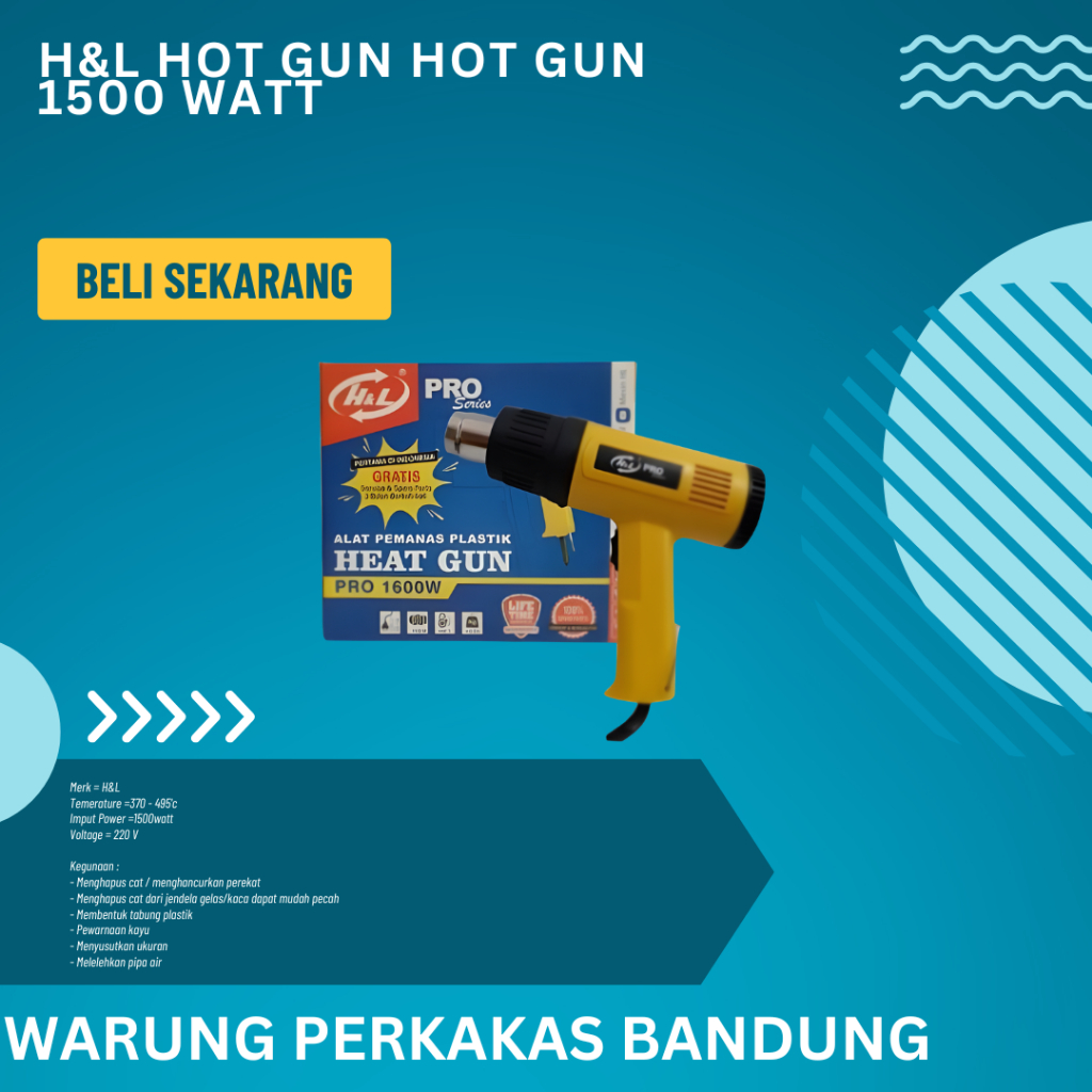 Jual H&L HOT GUN Hot Gun 1500 watt Heat Gun / Pemanas Stiker / Plastik ...