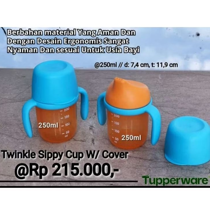 Jual TUPPERWARE TWINKLE SIPPY CUP WITH COVER. (1PCS) BOTOL BAYI HARGA ...