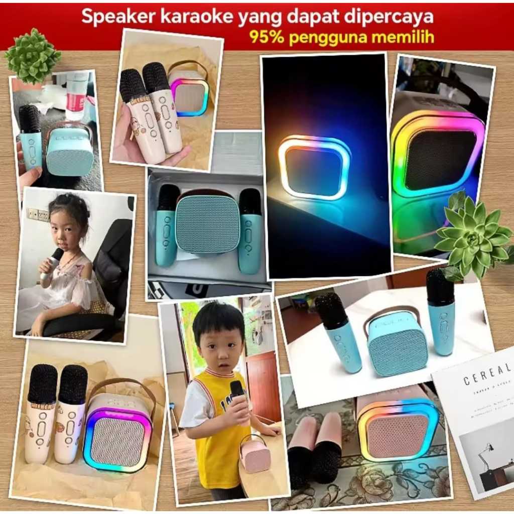 Jual 100% Original Mini Karaoke Speaker Bluetooth Bass K1/K12 Microphone Premium 2Mic 1 Set ...