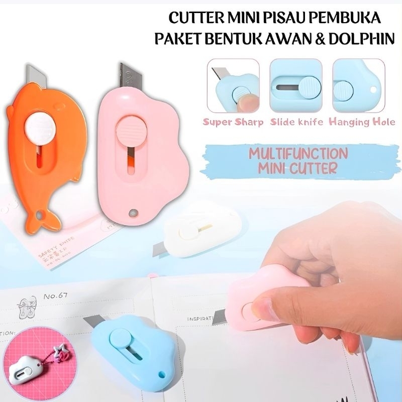 Jual HOMEWARE Cutter Mini Portable Bentuk Dolpin Mini Cutter Polos ...