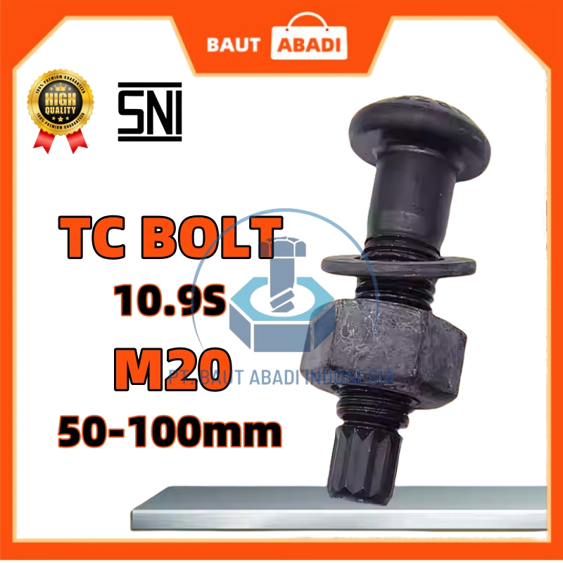 Jual Baut mur baja TC M20 Grade 10.9S 1set TC bolt baja / Bolt nut TC | Shopee Indonesia