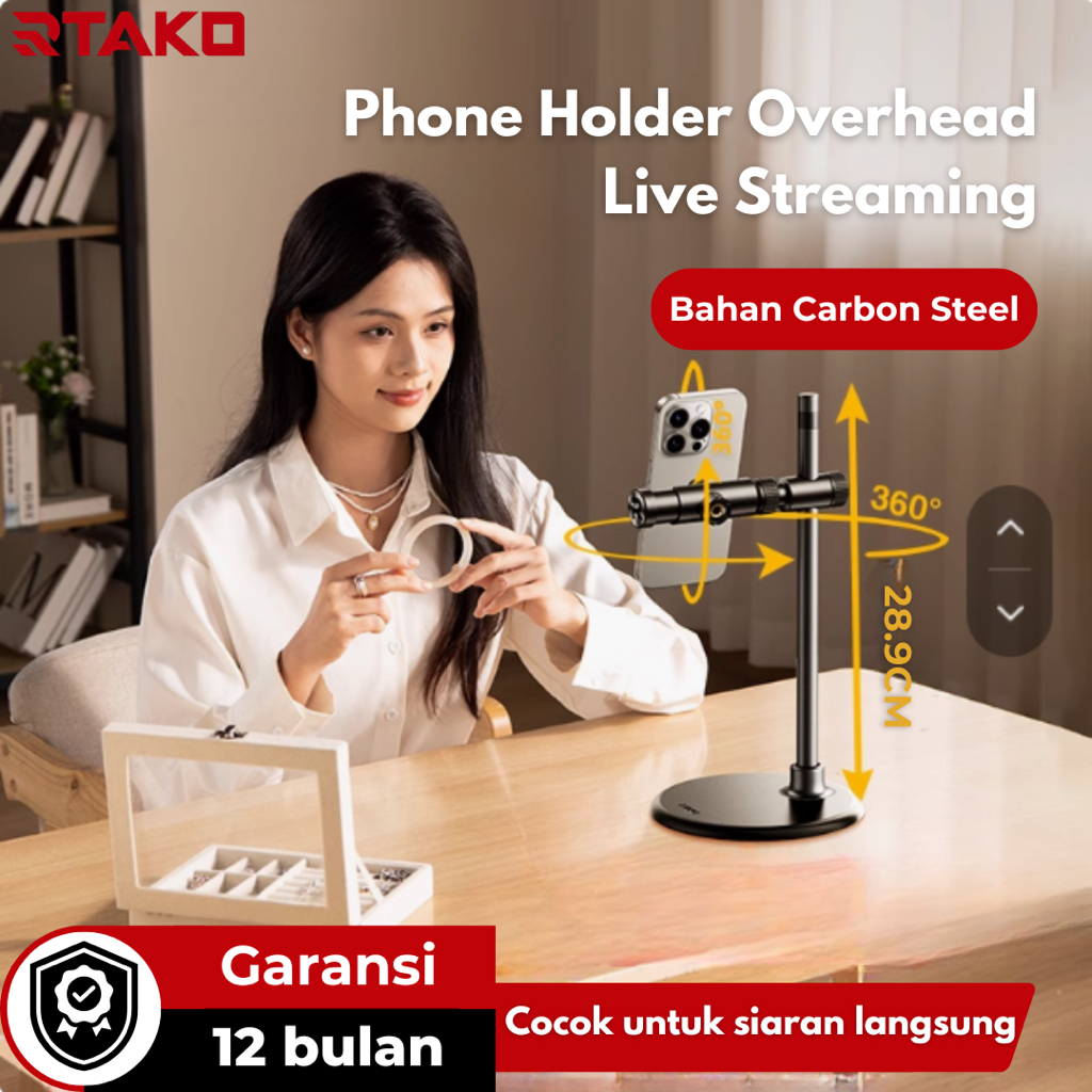Jual RTAKO XGZB-01 Stand Tripod Overhead Phone Holder Bracket Adjustable | Shopee Indonesia