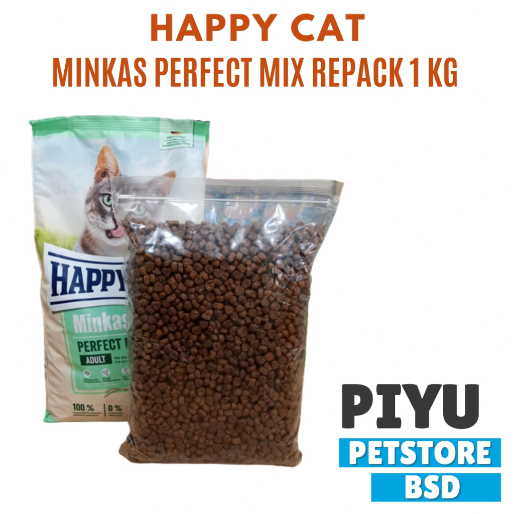 Jual Repack Happy Cat Minkas Perfect Mix Makanan Kucing 1 kg | Shopee ...
