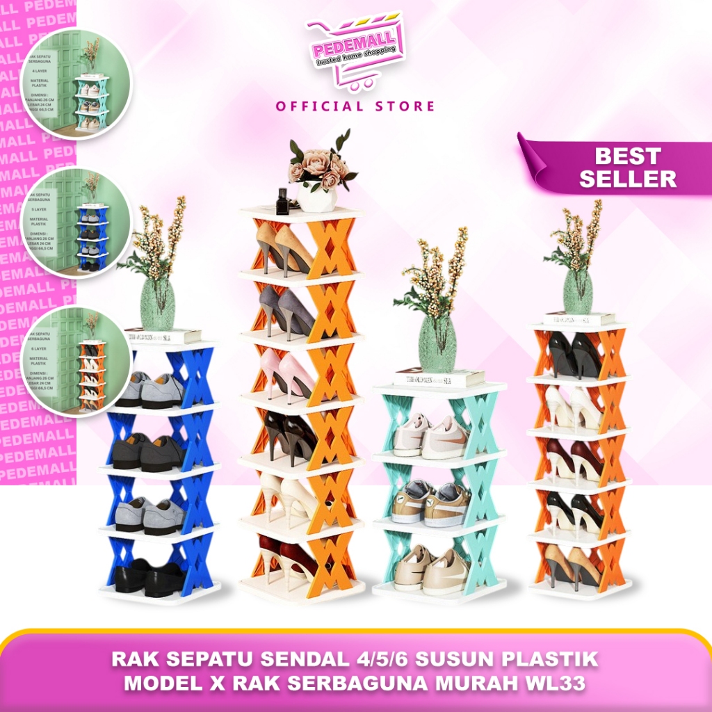 Jual Rak Sepatu Sendal 4/5/6 Susun Plastik Model X Rak Serbaguna Murah ...