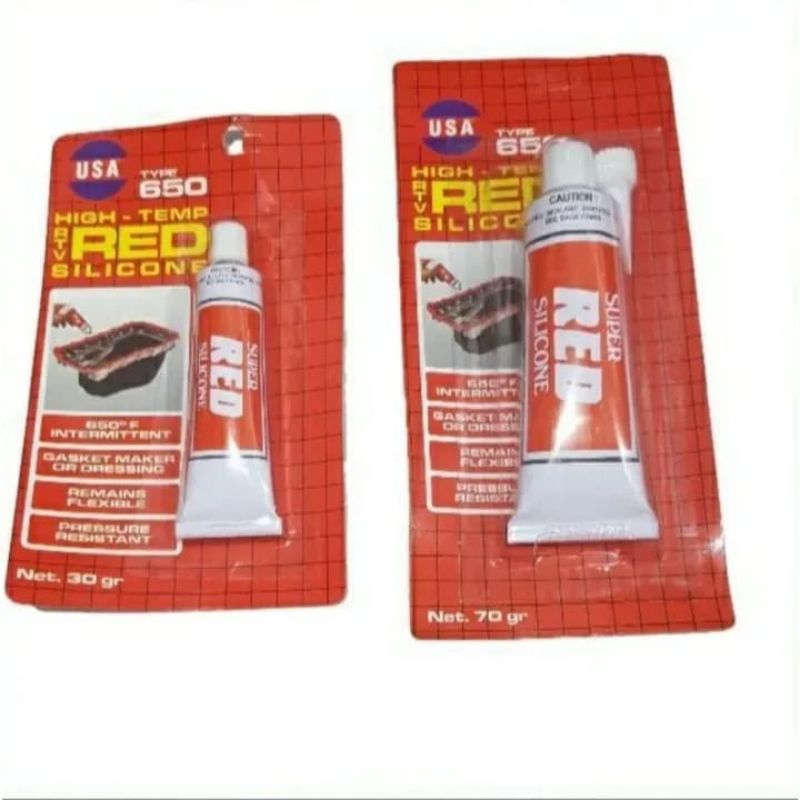 Jual Lem High Temp Red Silicone USA 650 70 Gr Sealant packing gasket ...