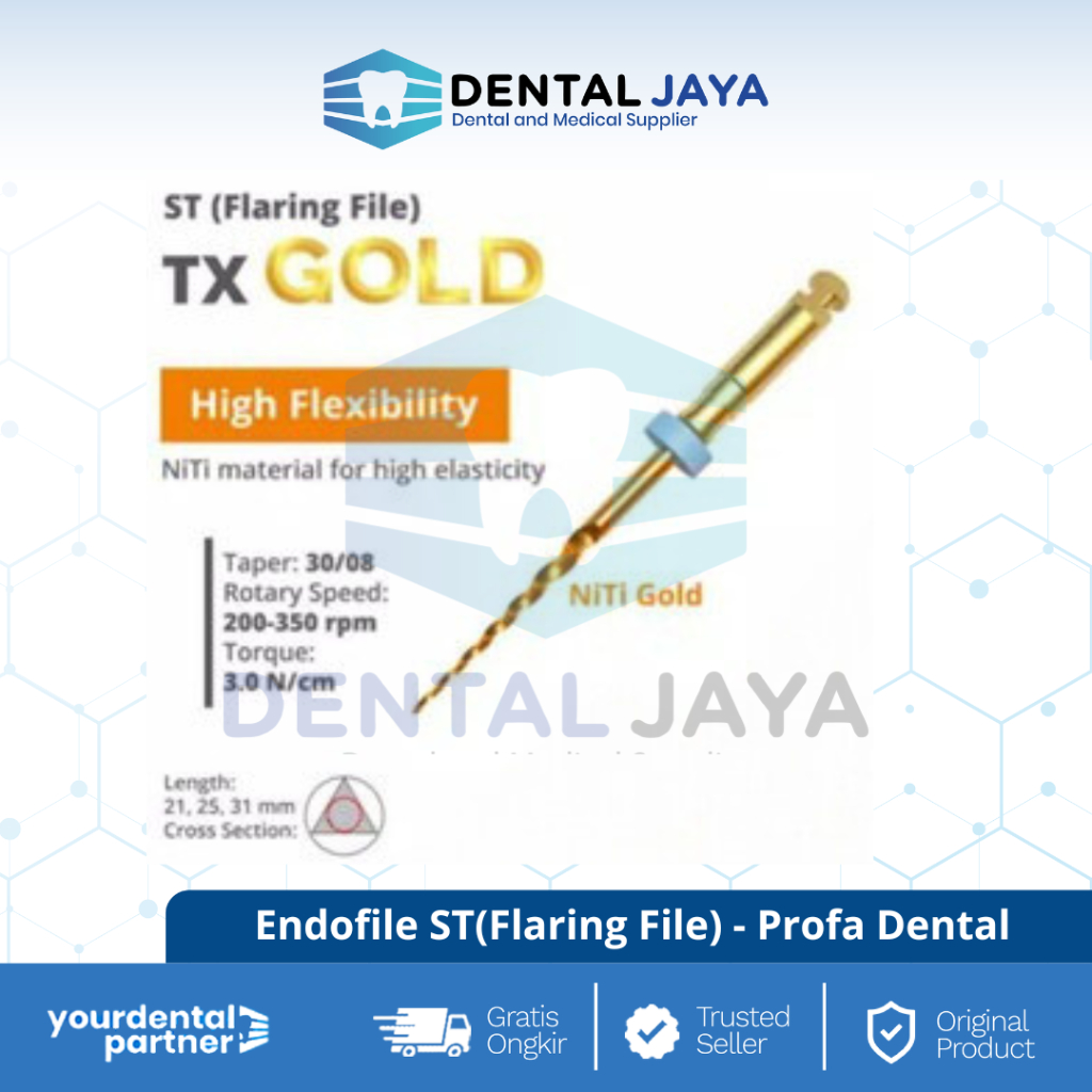 Jual Profa Dental Endofile ST (Flaring File) TX Gold | Endodontic ...