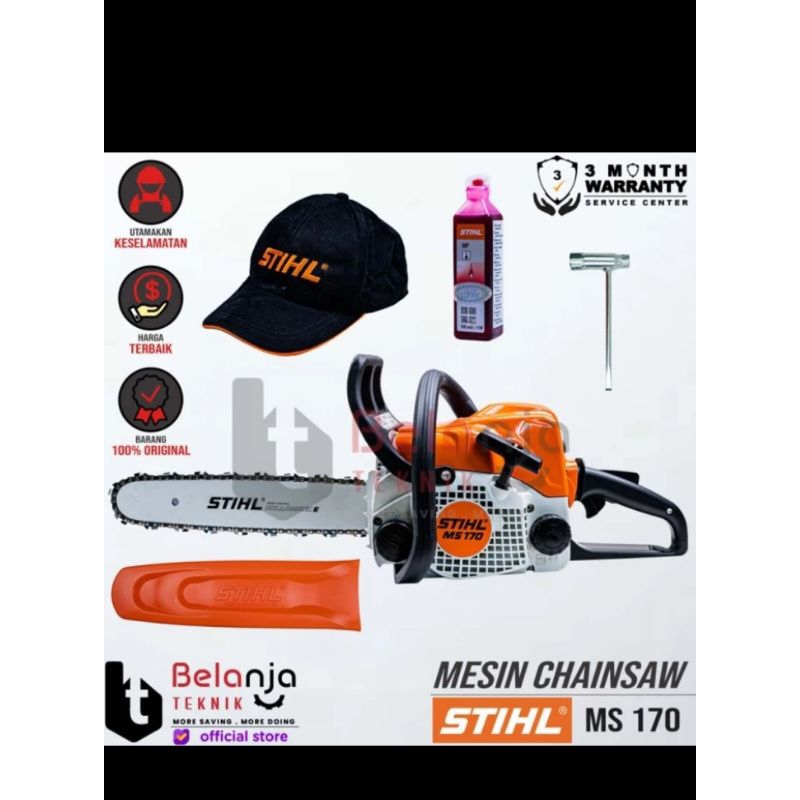 Jual STIHL CHAINSAW MS-170 SENSO MS170 gergaji kayu 14 inch 100% ORIGINAL | Shopee Indonesia