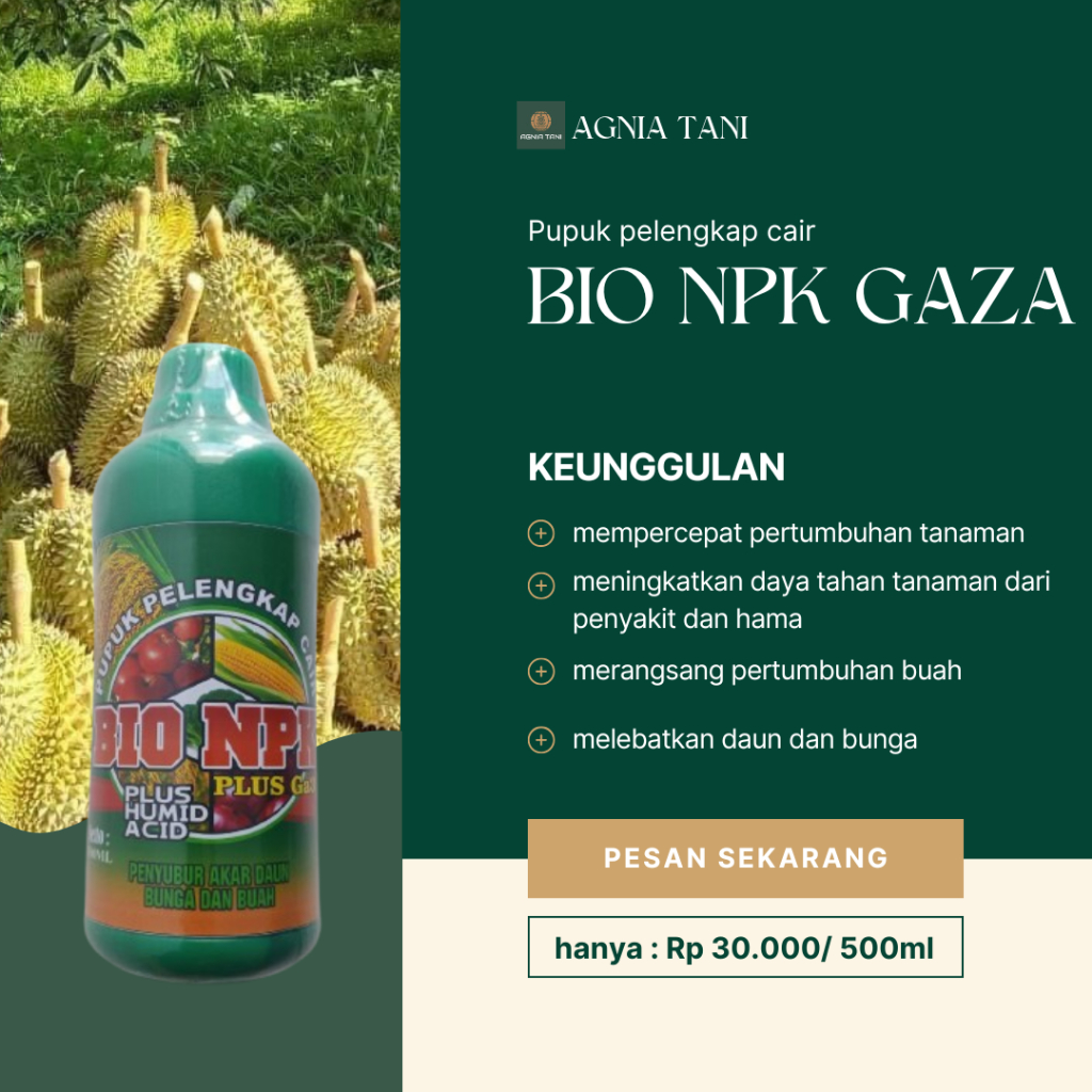 Jual PUPUK PELENGKAP CAIR BIO NPK GAZA PLUS GA3 KEMASAN 500 ML PENYUBUR BUAH, AKAR & DAUN UNTUK ...