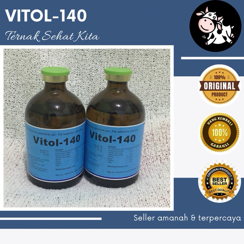 Jual vitol 140 vitamin A,D3,E vitamin injek seperti fertilife pantex multivitamin injektamin ...