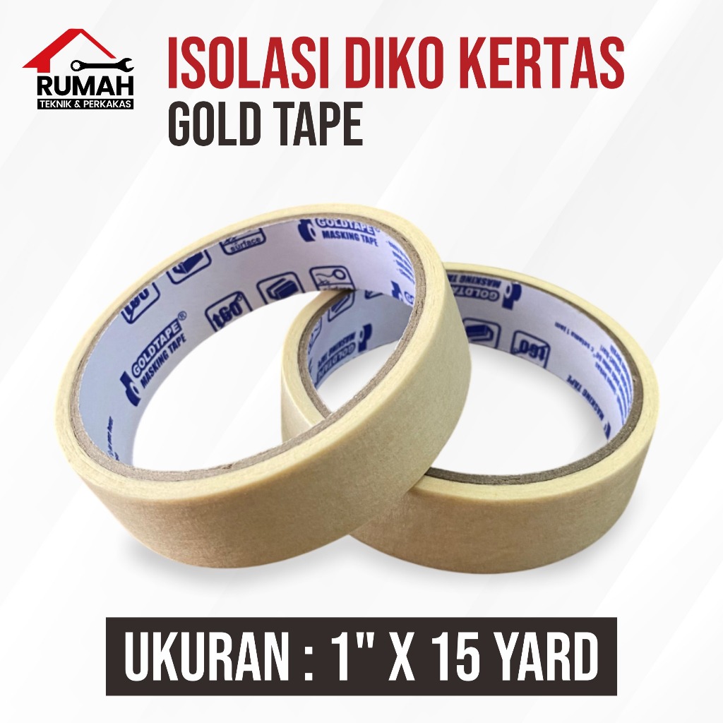 Jual ISOLASI DIKO KERTAS GOLDTAPE 1" 25mm x 15 YARD / Masking Tape ...