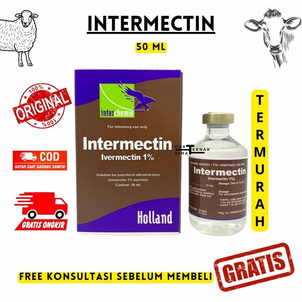 Jual INTERMECTIN 50ML Holland - Obat Kutu Skabies Gudik Pinjal Cacing ...