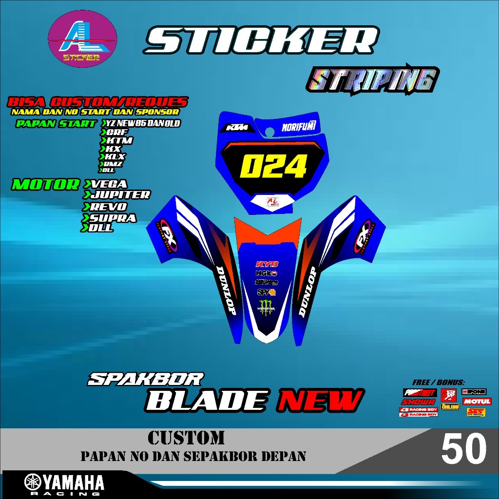 Jual Sticker DECAL PAPAN NOMOR START+SPAKBOR DEPAN BLADE NEW MOTOR CRF ...