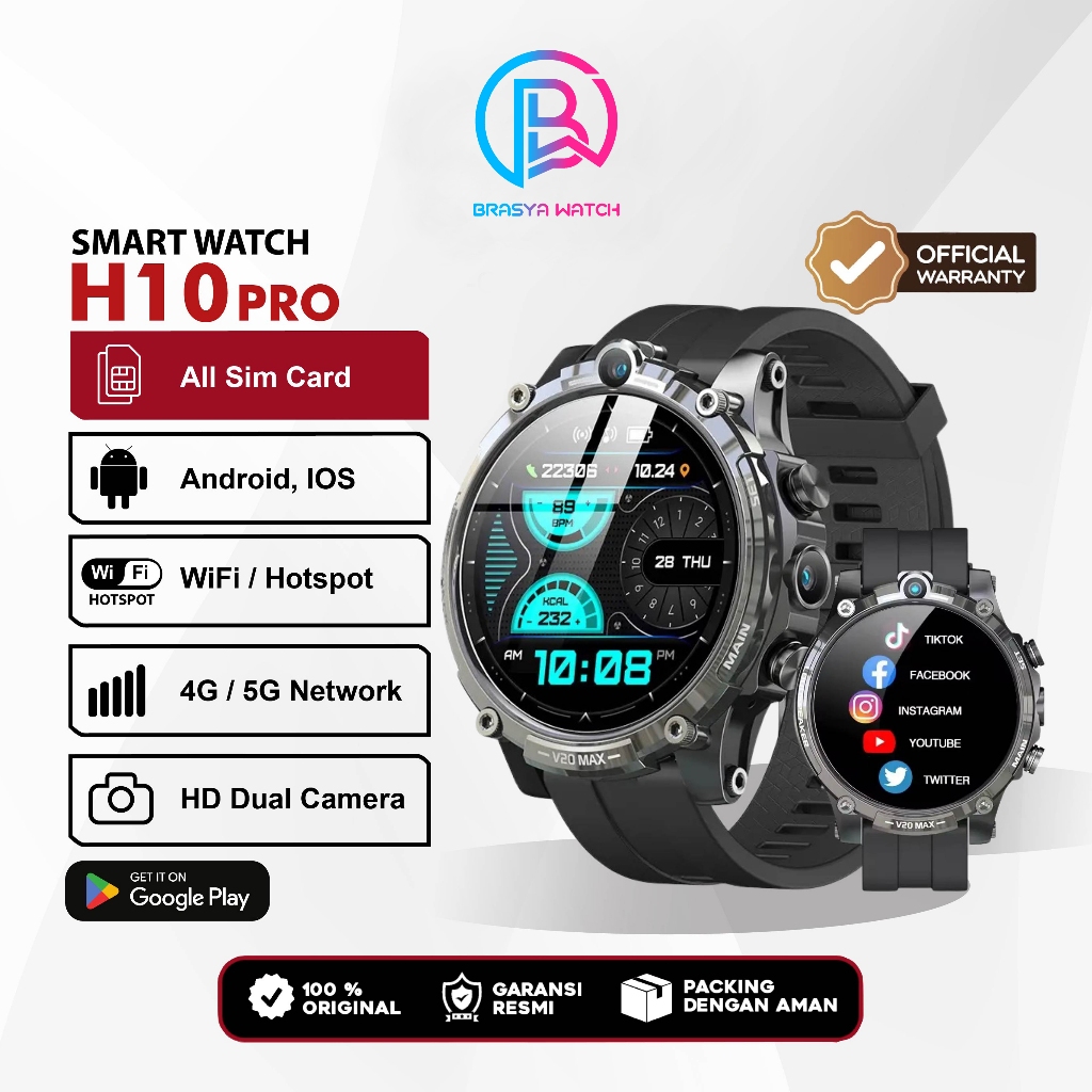Jual Smart Watch H10 1.39 inch Luxury Android 8.1 with GPS WIFI | Shopee Indonesia