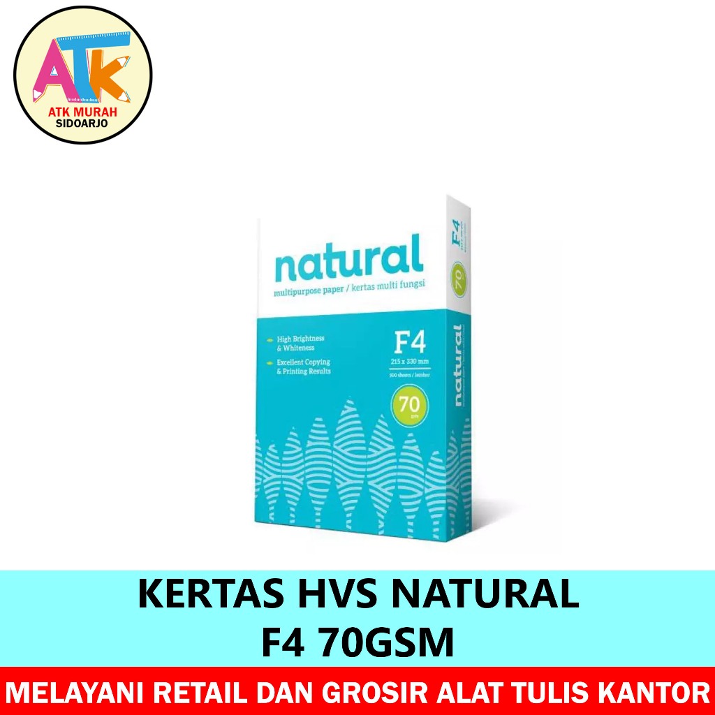 Jual KERTAS HVS NAT FC 70 F4 - 21,50X33CM | Shopee Indonesia