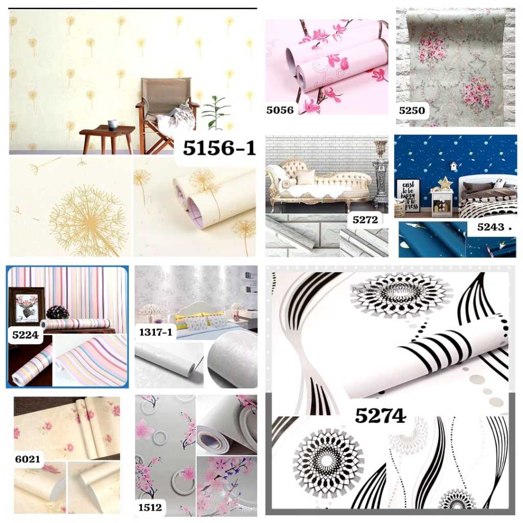 Jual Wallpaper Dinding 45CM x 8-10M / Wallpaper Sticker Motif Batik Bunga Bata Garis Emboss 3D ...