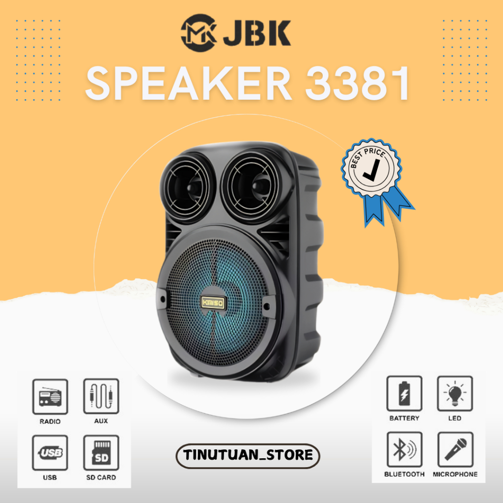 Jual SPEAKER PORTABLE BLUETOOTH JBK 3381 FREE MIC KARAOKE | Shopee Indonesia