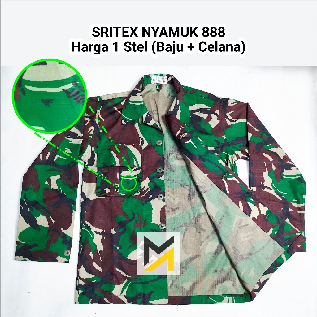 Jual 2 Nayaka Military PDL Sritex 888 Nyamuk Seragam Tentara Baju PDL TNI AD Sritek Loreng ...