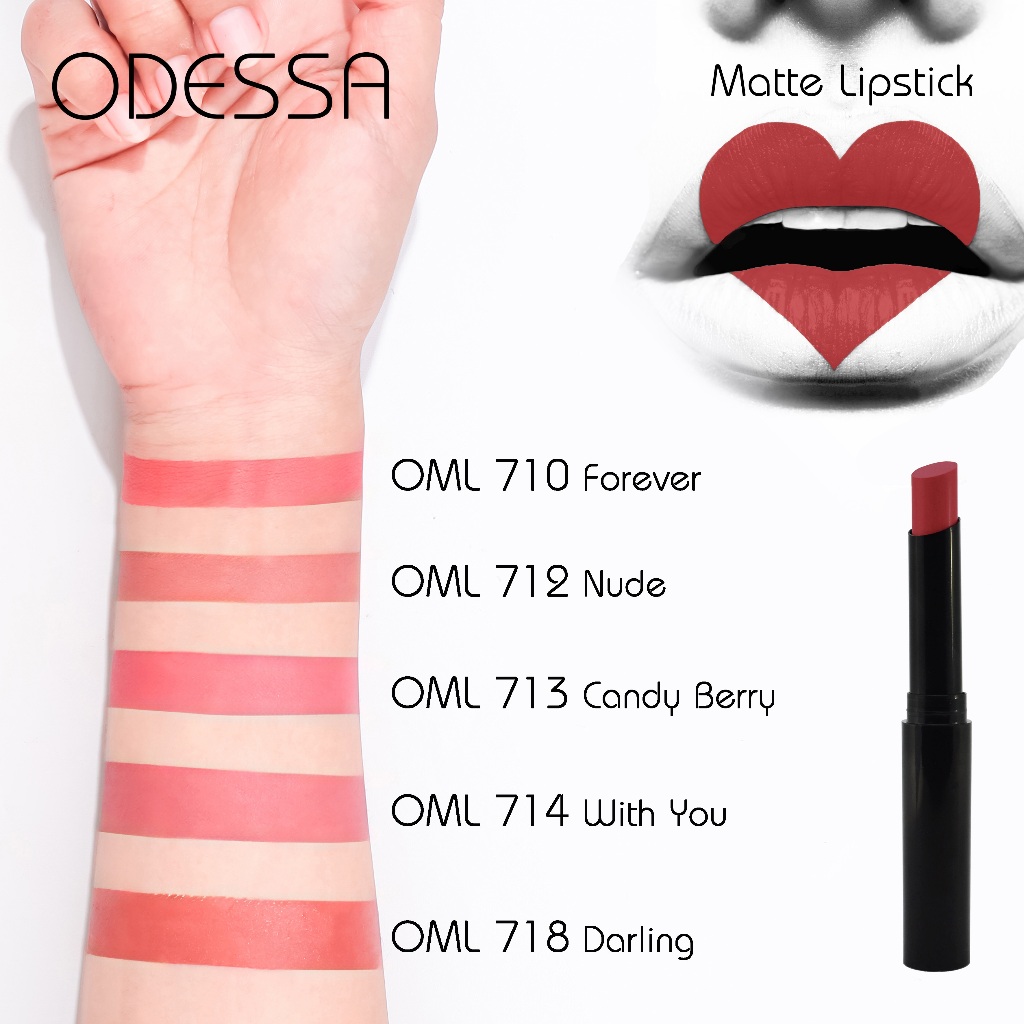 Jual ODESSA [Halal] Matte Lipstick OML Lip Pigmented, Matte, Tidak Kering BPOM Ringan ...