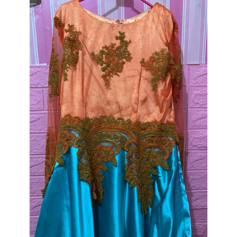 Jual Gamis Batik Kuningan dan Biru Hitam | Shopee Indonesia