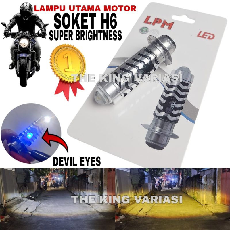Jual LAMPU UTAMA MOTOR DEVIL EYES LASER SUPER TERANG SOKET H6 CAHAYA PUTIH KUNING/ LAMPU DEPAN ...