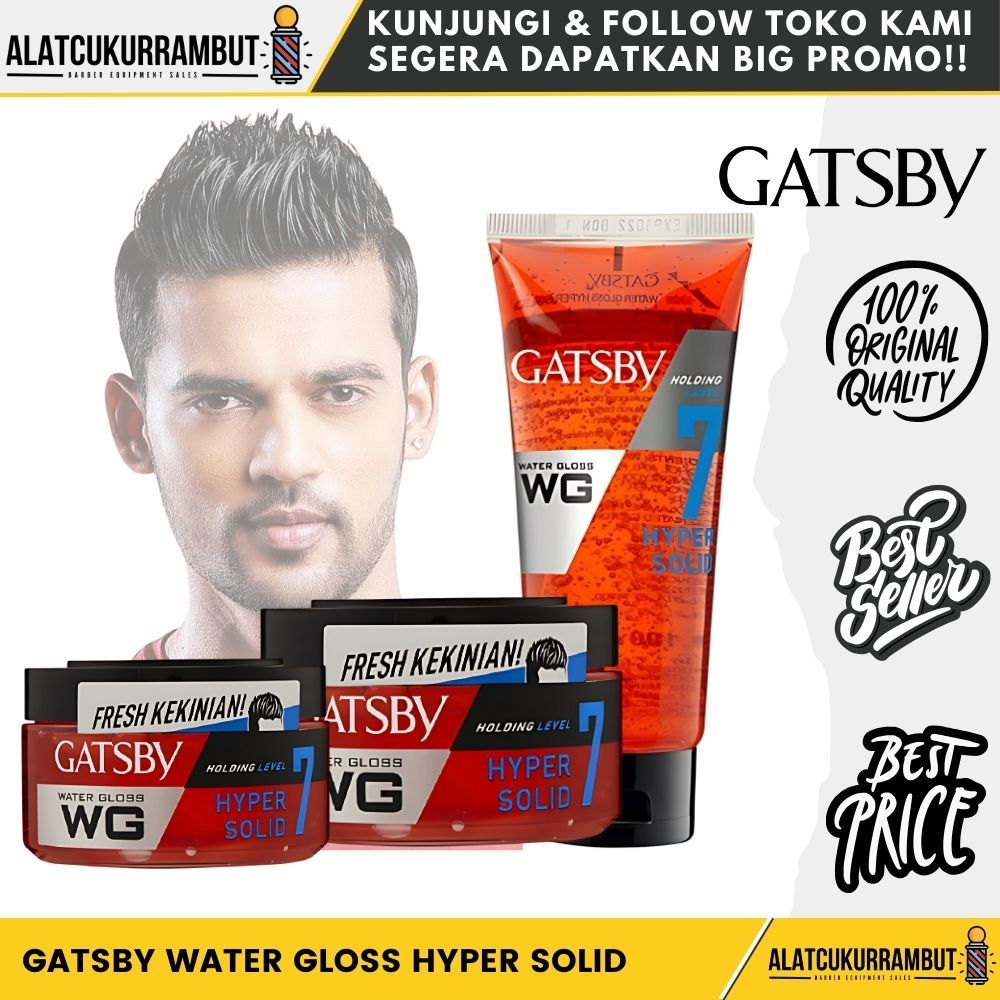 Jual GATSBY Water Gloss Hyper Solid Pomade Minyak Rambut Pria 30 75 100 ...
