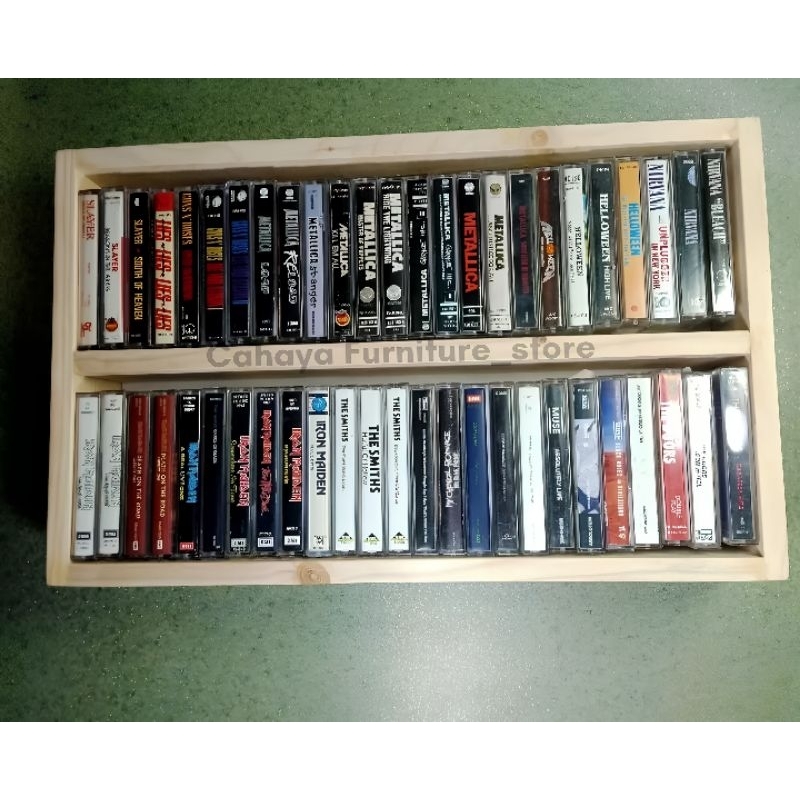 Jual Rak tempat kaset pita CD koleksi kayu | Shopee Indonesia