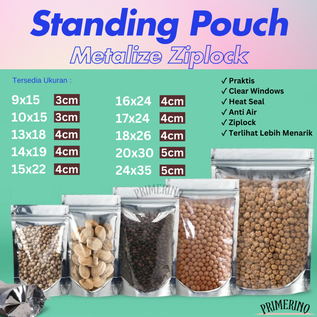 Jual Standing Pouch Aluminium Foil Kombinasi Plastik Klip Sealer ...