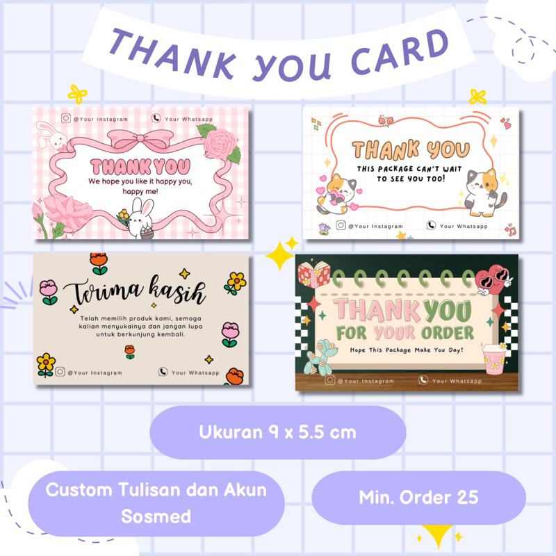 Jual THANK YOU CARD | KARTU UCAPAN | KARTU UCAPAN TERIMAKASIH | THANK YOU CARD | THANKS CARD ...