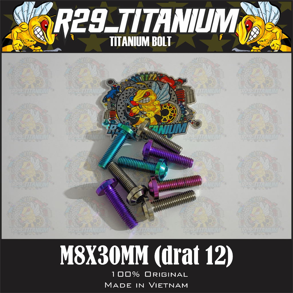 Jual Baut Titanium M8x30mm Titanium GR5 ( DRAT 12 ) | Shopee Indonesia