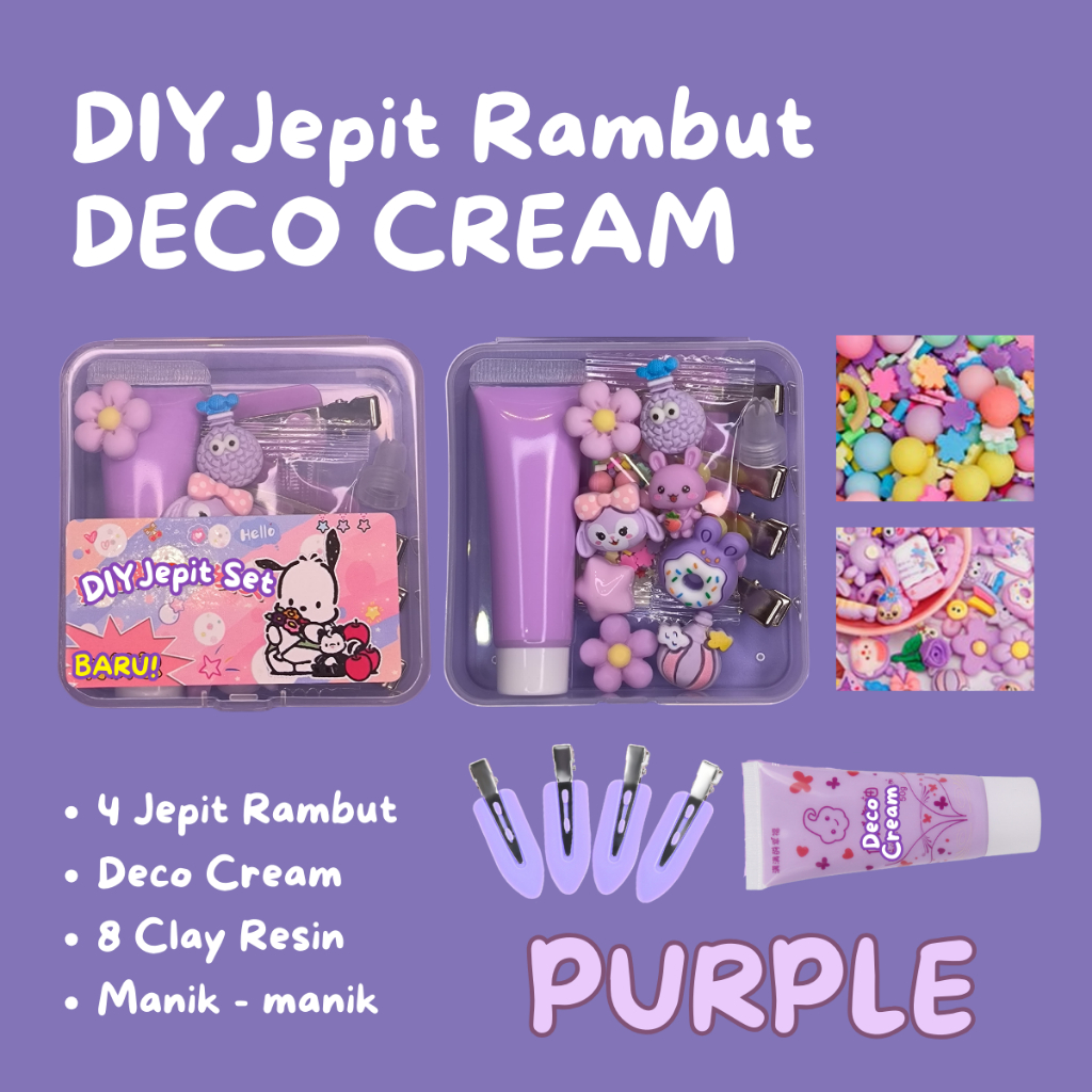 Jual [DISKON 60%] DIY Set Jepit Rambut Deco Cream Cinnamoroll Kuromi ...