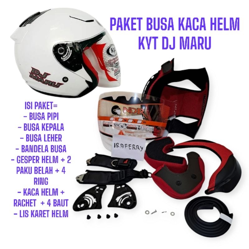 Jual Paket Lengkap Busa dan Kaca Visor Helm KYT DJ Maru dengan Kancing ...