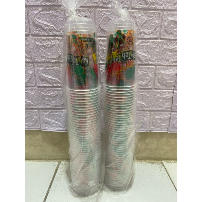 Jual cup teh gelas teh poci ori tebal ukuran 12oz 16oz 22oz isi 50cup ...