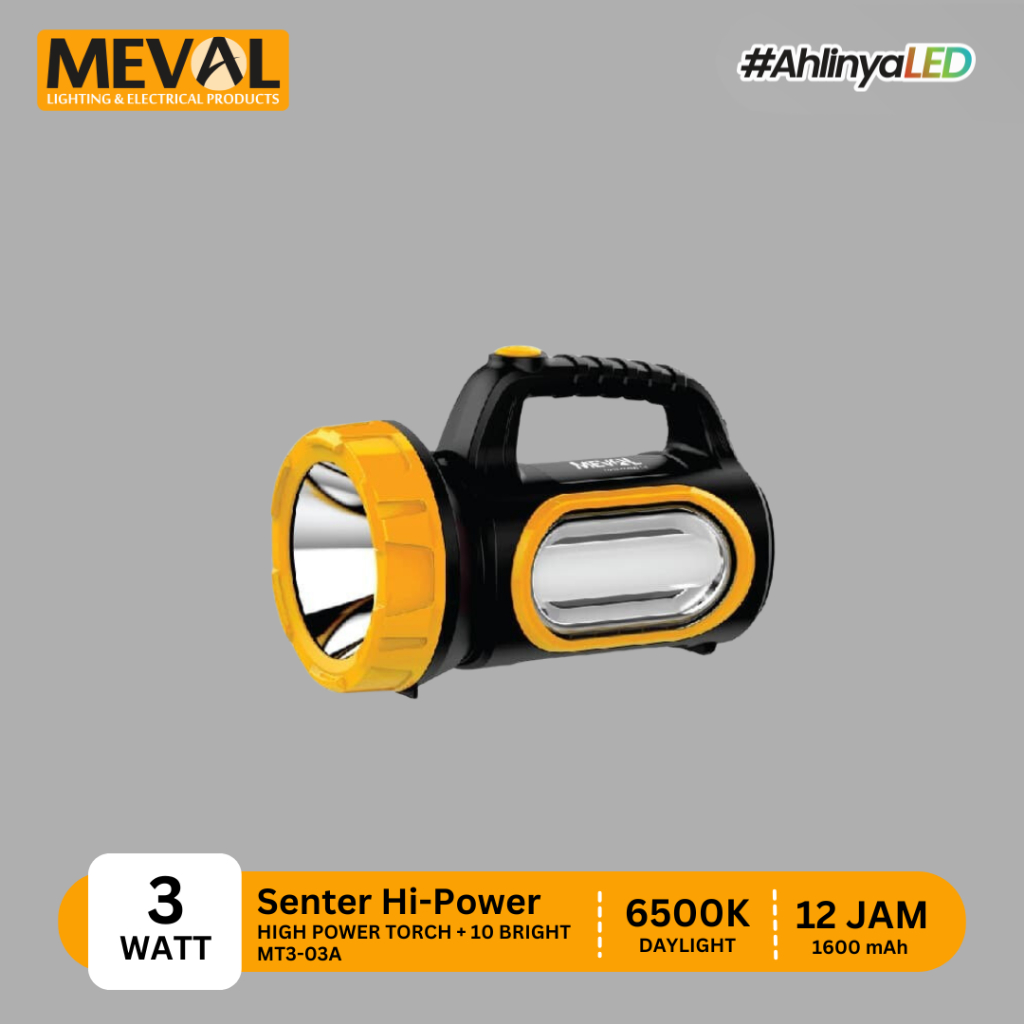 Jual MEVAL Senter LED Flashlight 3 Watt Hi-Power + 10 LED Lampu samping ...