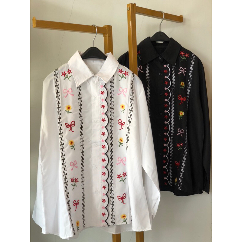 Jual kemeja bordir pita (D12604) | Shopee Indonesia