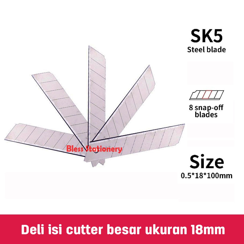 Jual Deli isi cutter besar isi ulang cuter cutter blade refill (5pcs ...