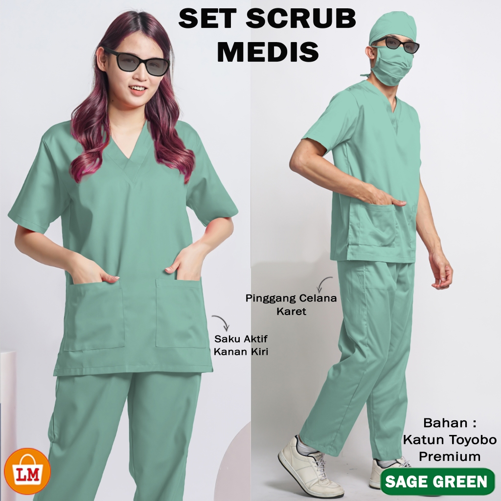 Jual MA Set Baju Scrub Medis - Setelan Seragam Jaga Perawat Dokter ...