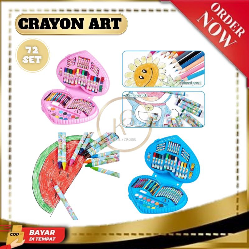 Jual Crayon Art Set 72 pcs Buku Mewarnai Anak TK Lengkap/Kotak Love ...