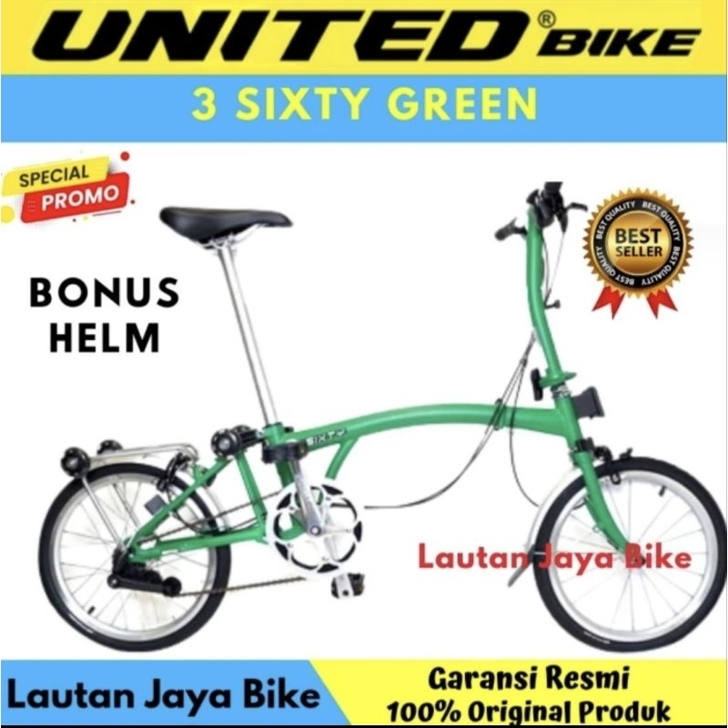 Jual Sepeda Lipat Folding Bike United 3Sixty Solid Green Terbaru ...
