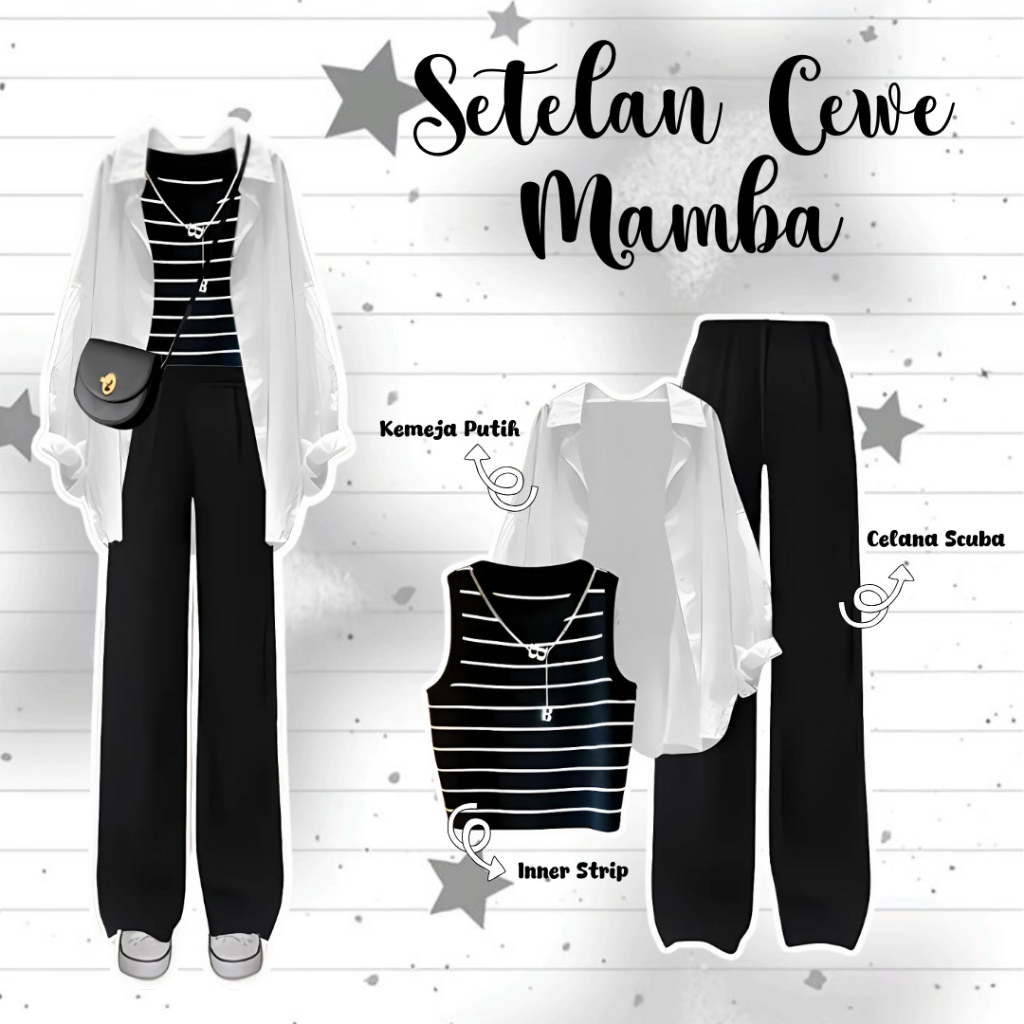Jual sharenaoutfit - 3 IN 1 One Set Setelan Cewe Mamba Inner Strip ...