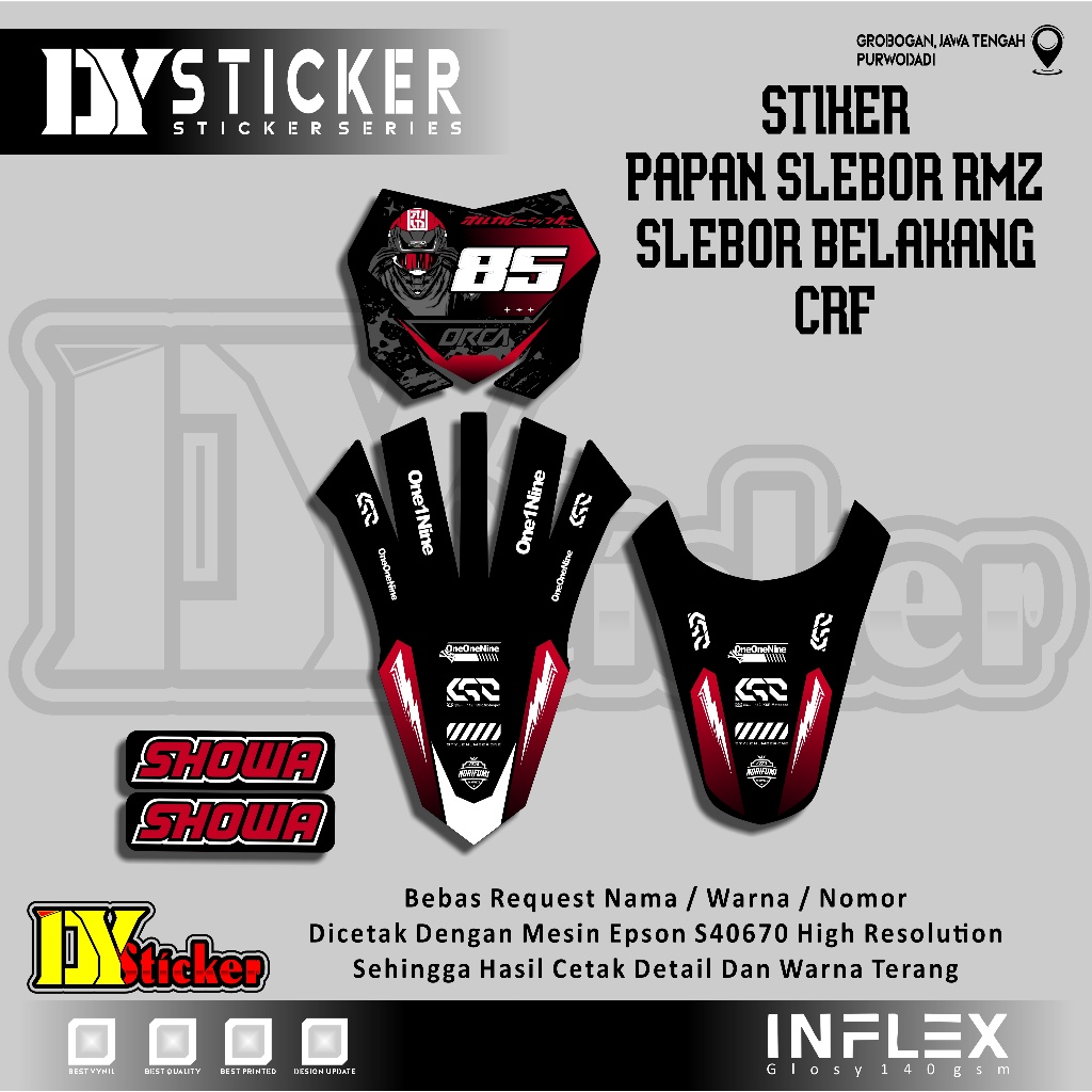 Jual stiker papan, slebor depan & belakang rmz custom free request ...