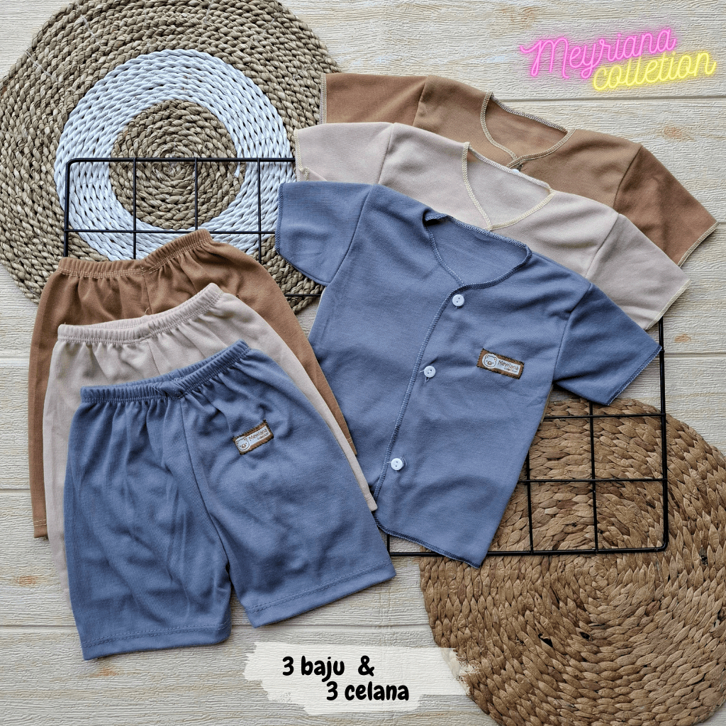Jual 6 PCS Baju Bayi Lengan Pendek dan Celana Pendek Bayi Baru Lahir ...