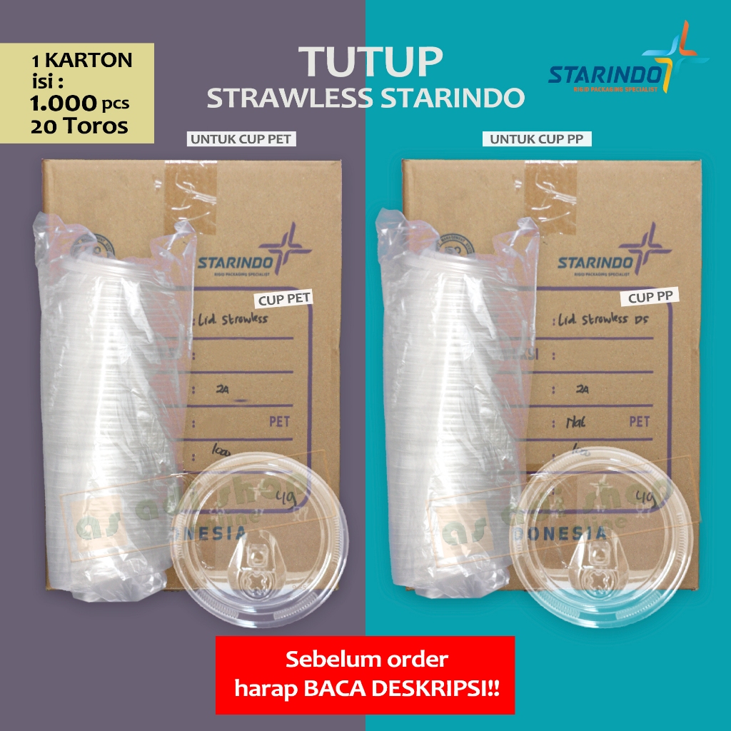 Jual Strawless Lid PET & PP Untuk Cup Merk STARINDO / Tutup Cup ...