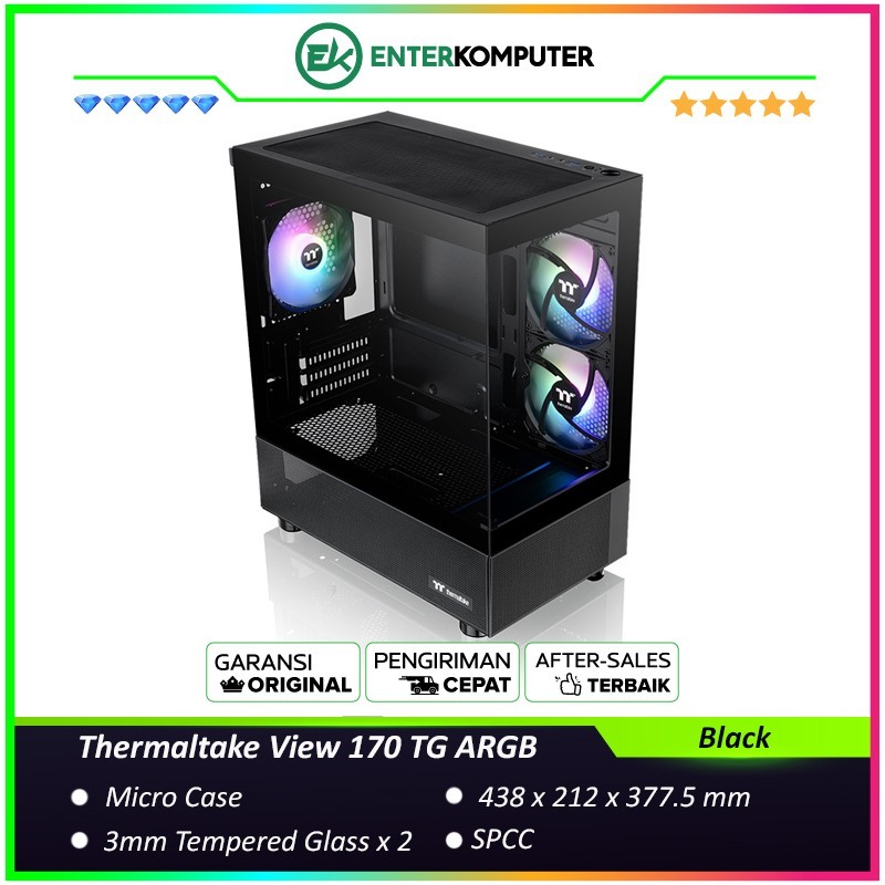 Jual Thermaltake View 170 TG ARGB Black Micro Case | Shopee Indonesia