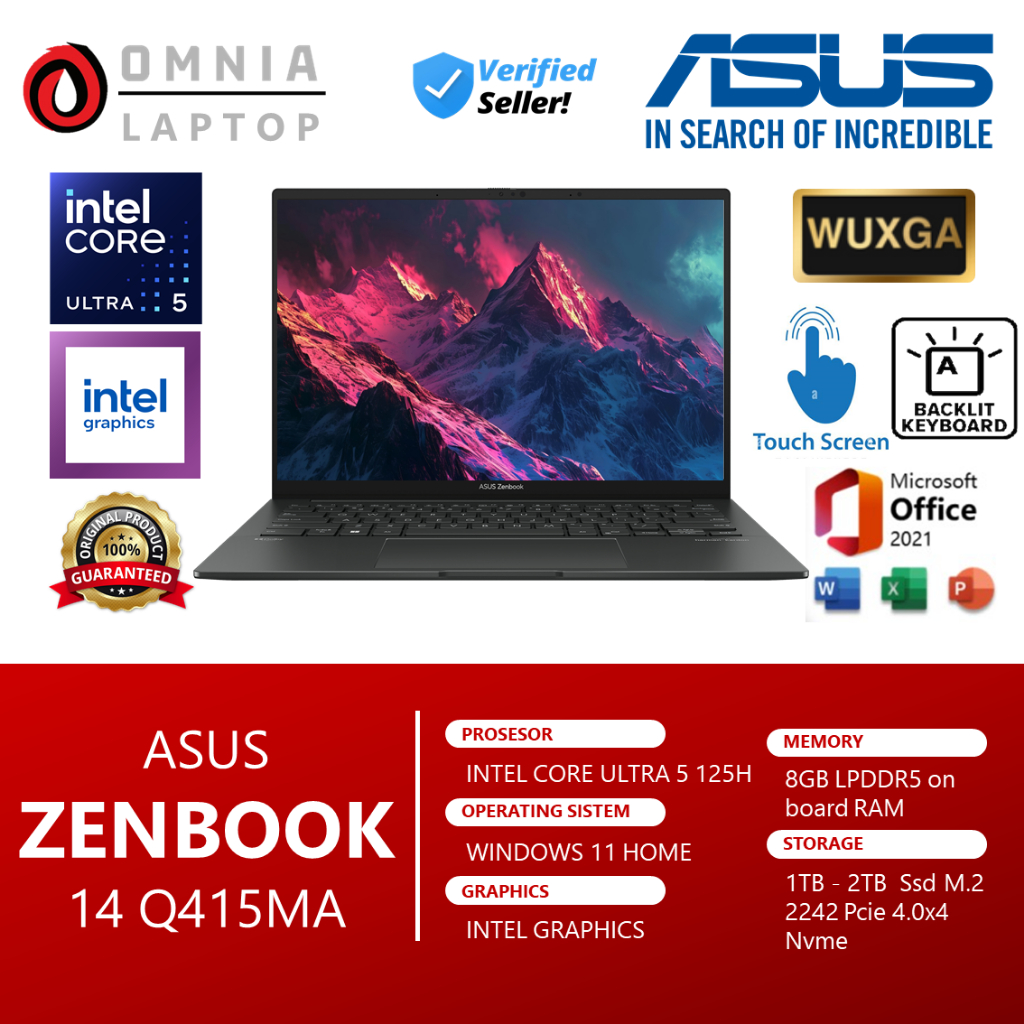 Jual Asus Zenbook 14 Q415MA Intel Ultra 5 125H 8GB DDR5 512GB 14.0 ...